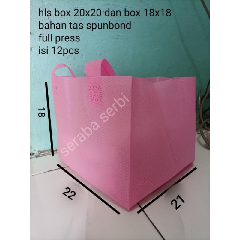 Jual tas hls box 20x20 tas spunbond tas goodiebag tas hajatan tas box nasi tas besek tas kotak ...