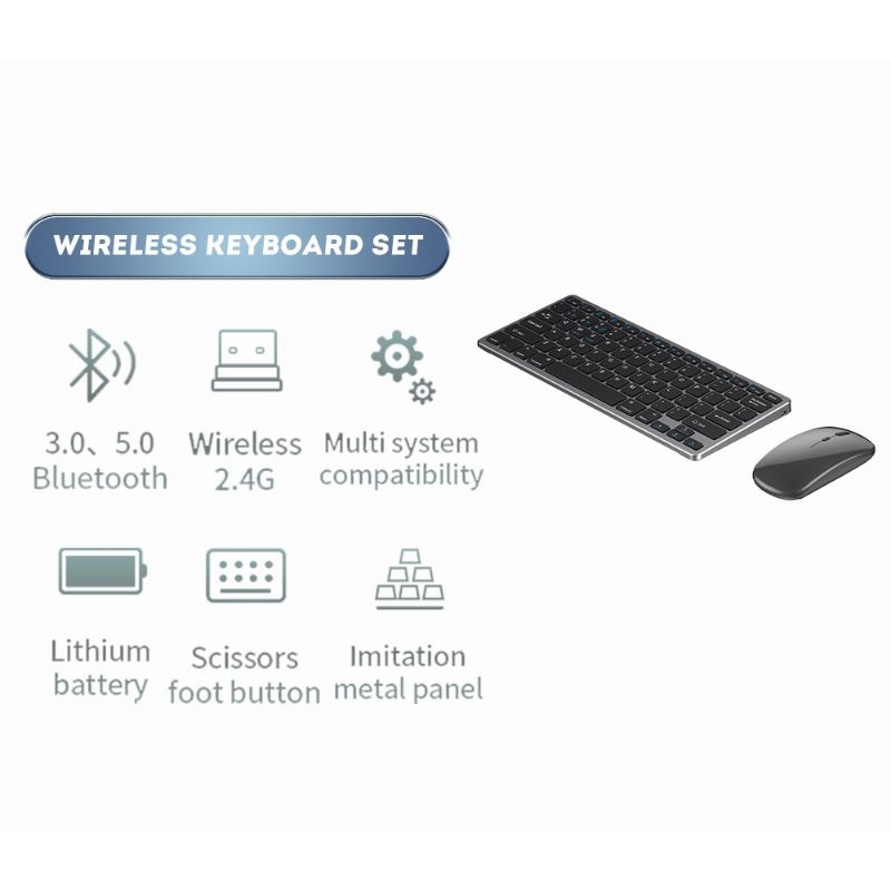 Jual Keyboard + Mouse Set 2.4G+Bluetooth Silent Rechargeable 3 Dievice | Shopee Indonesia