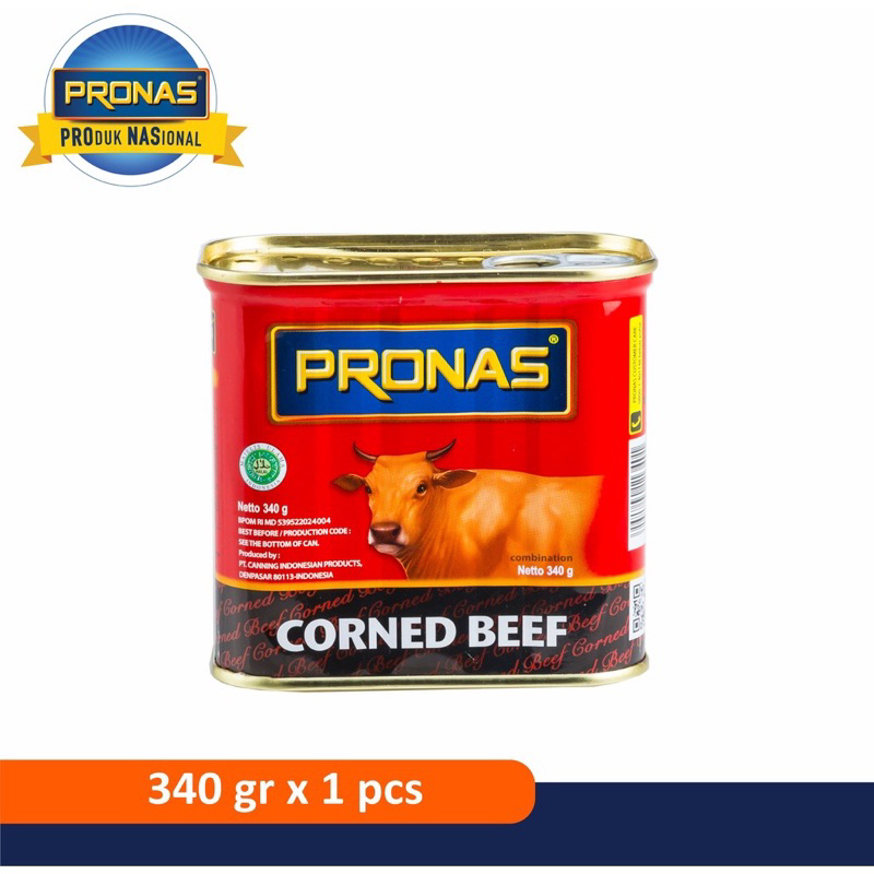 Jual Pronas Kornet Sapi 340 g dengan kemasan EOE / Corned Beef Kaleng ...
