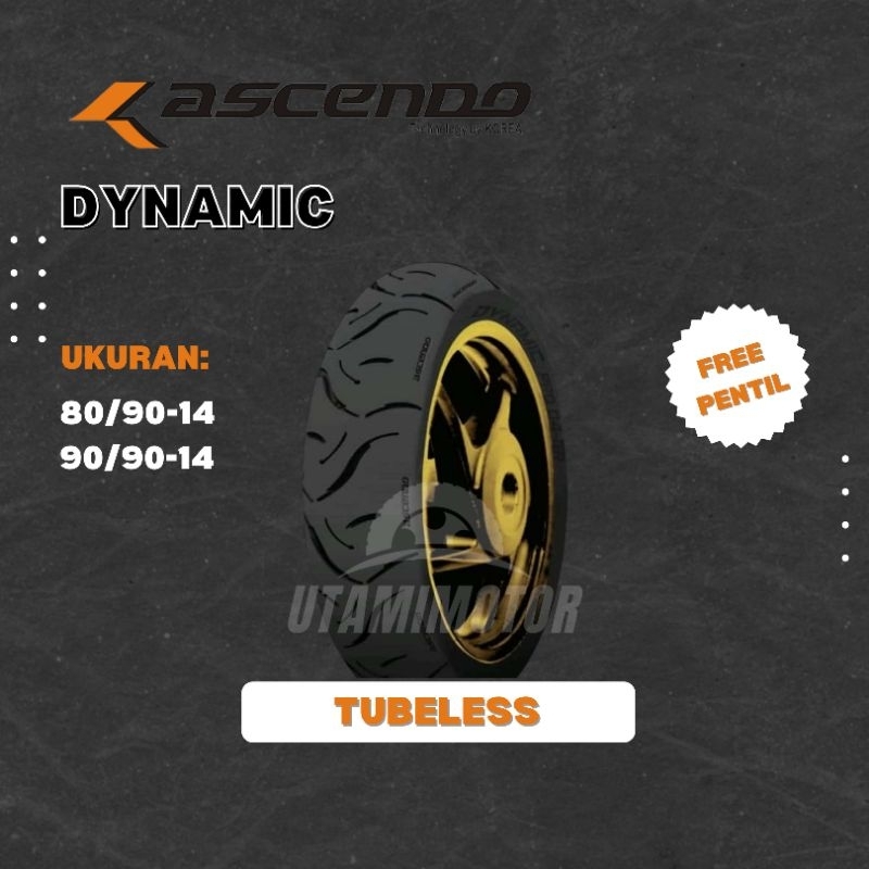 Jual BAN MOTOR ASCENDO DYNAMIC RING 14 80/90-14 90/90-14 TUBELESS | Shopee Indonesia