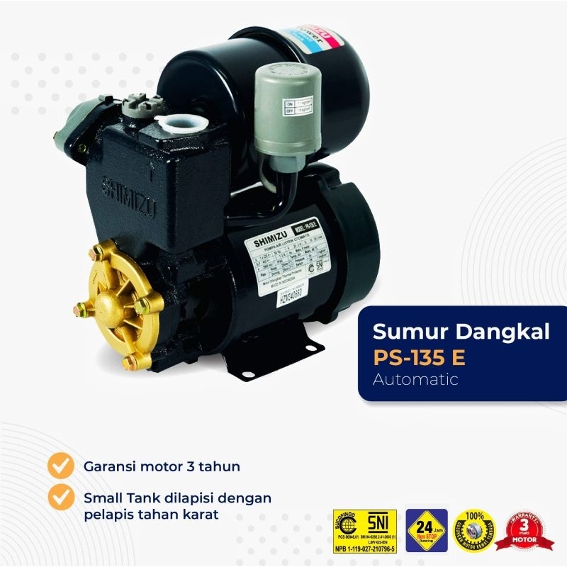 Jual Pompa Air Shimizu PS-135E Automatic | Pompa Air Sumur Dangkal ...
