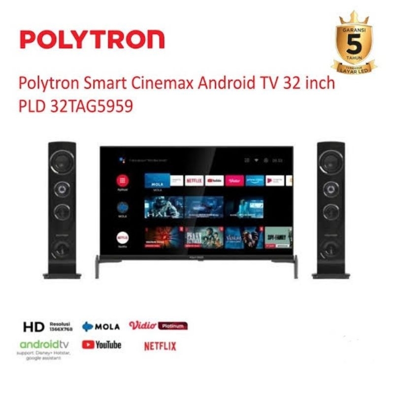 Jual TV TELEVISI TIPI POLYTRON SMART CINEMAX ANDROID PLD 32TAG5959 32 ...
