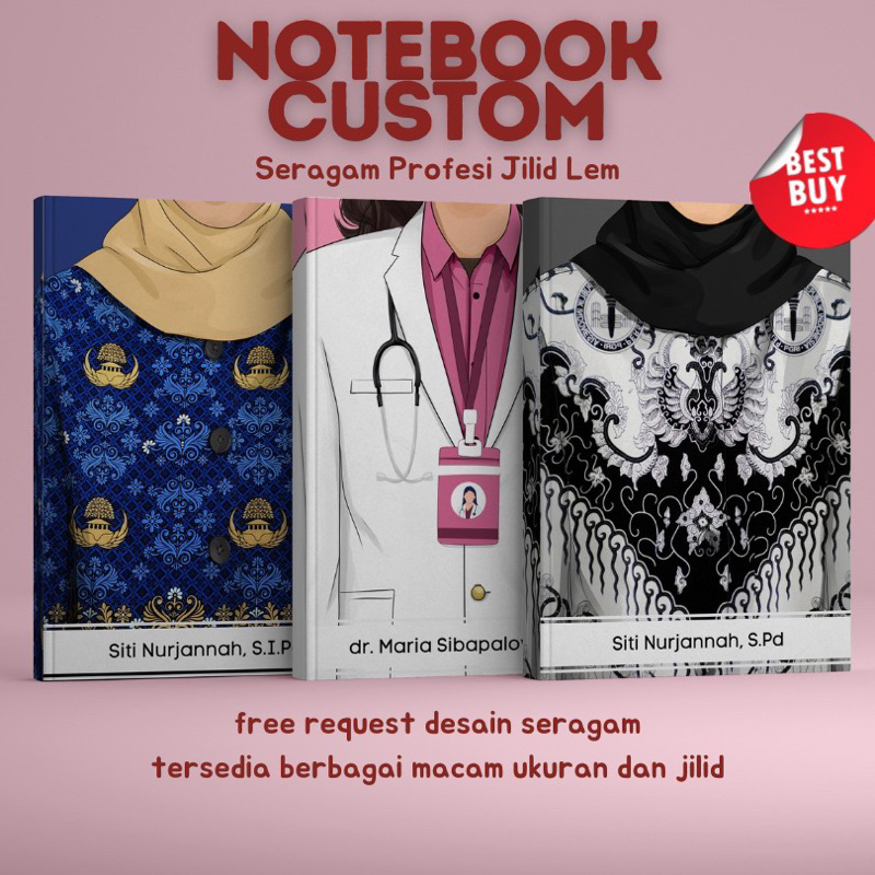 Jual Notebook Hardcover Custom Desain Seragam Profesi - Custom Nama ...