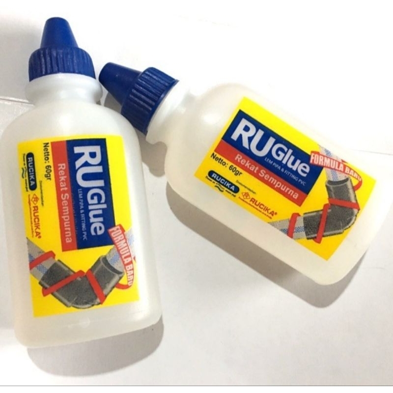 Jual lem pipa pvc Ru Glue 60 gram lem pvc botol tetes, lem pvc botol ...