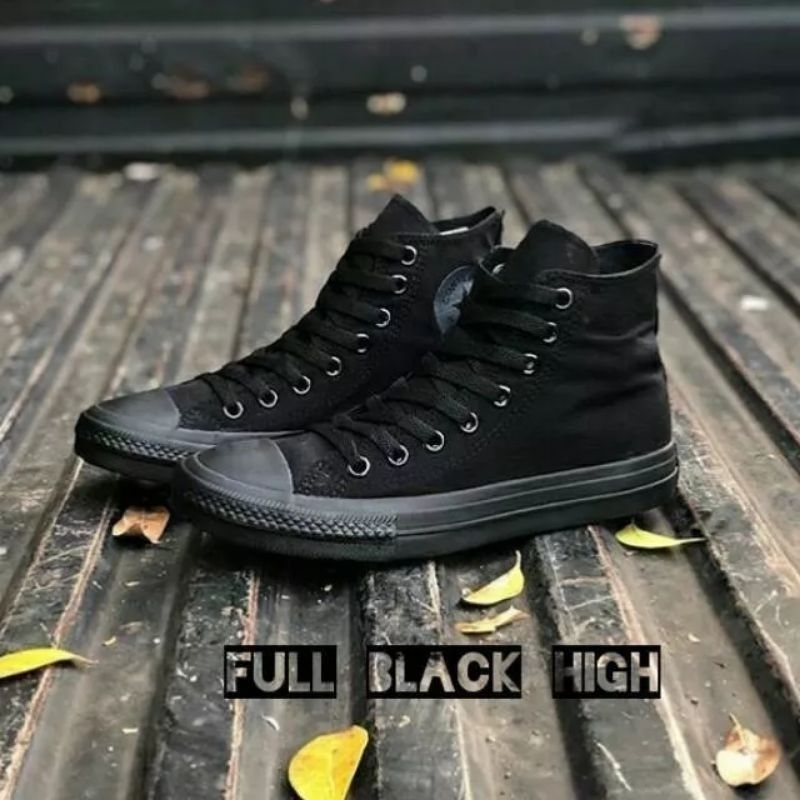 Jual Sepatu full hitam Converse All Star Sekolah Chuck Taylor Pria ...