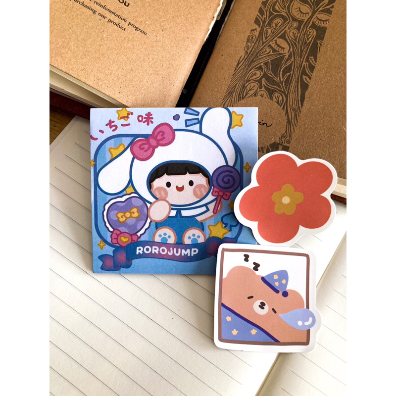 Jual sticky notes set paket dengan stiker motif chibi girl kelinci lucu ...