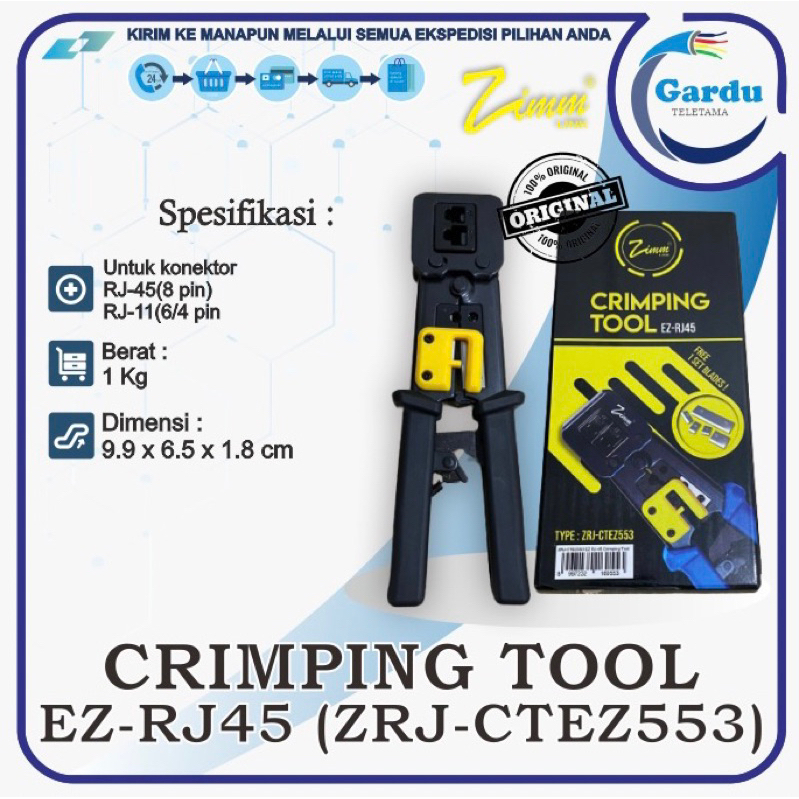 Jual Tang Crimping Tool EZ-RJ45 ANTI GAGAL (ZRJ-CTEZ553) Merk Zimmlink ...