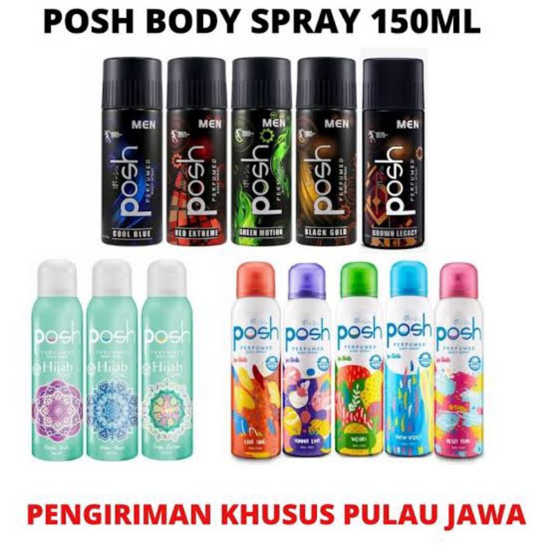 Jual parfum POSH Men // POSH hijab / POSH Body spray 150ml | Shopee ...