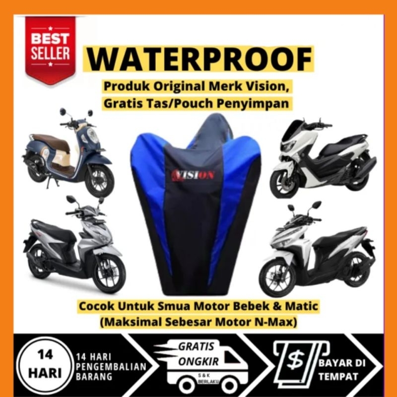 Jual Sarung Motor Vario Nmax Beat Mio / Cover Penutup Motor Merk Vision ...