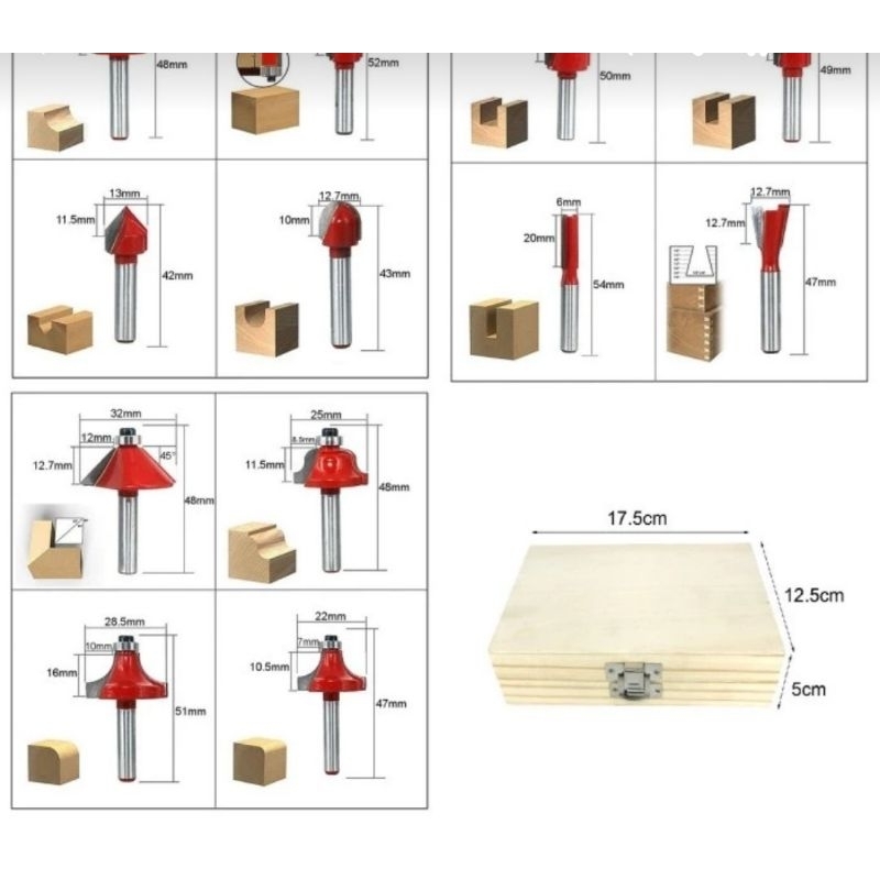 Jual MATA ROUTER KAYU 1 SET PISAU PROFIL KAYU AS 6 MM 12 PCS | Shopee ...