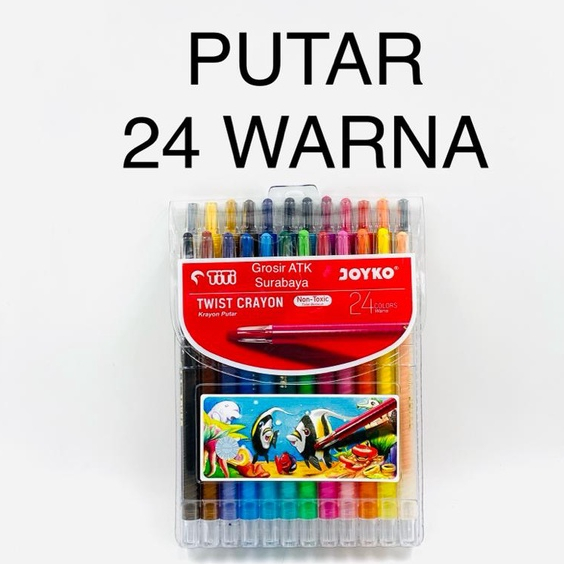 Jual CRAYON PUTAR JOYKO 24 WARNA PANJANG / Krayon / Oil Pastel Putar ...