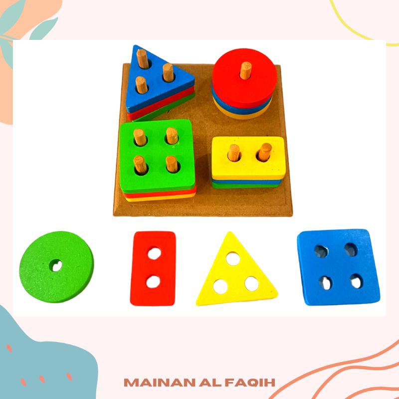 Jual Mainan Edukatif Anak Menara Geometri 4 Bentuk / Mainan Susun Balok ...