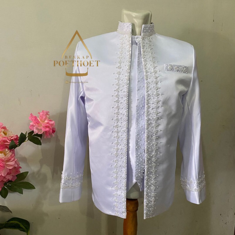 Jual basofi pengantin pria putih white akad nikah payet simple | Shopee ...
