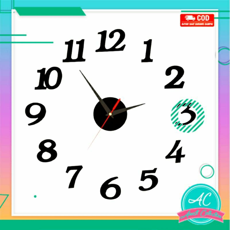 Jual Jam Tempel Dinding Jumbo Analog DIY Jam Raksasa Tembok Ruang Tamu ...