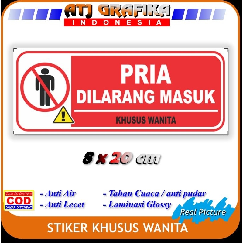 Jual Stiker Pria dilarang masuk sticker ruangan khusus wanita kamar ...