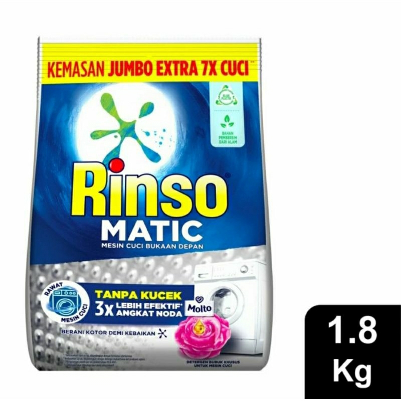 Jual Rinso Matic Front Load Detergen Bubuk Bukaan Depan -1.8kg | Shopee Indonesia