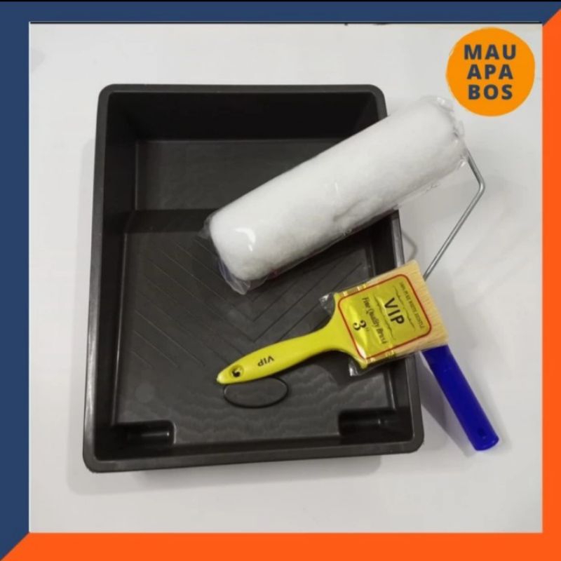 Jual Paket Hemat Mauapabos bak cat + kuas roll besar + kuas cat 3 inch ...