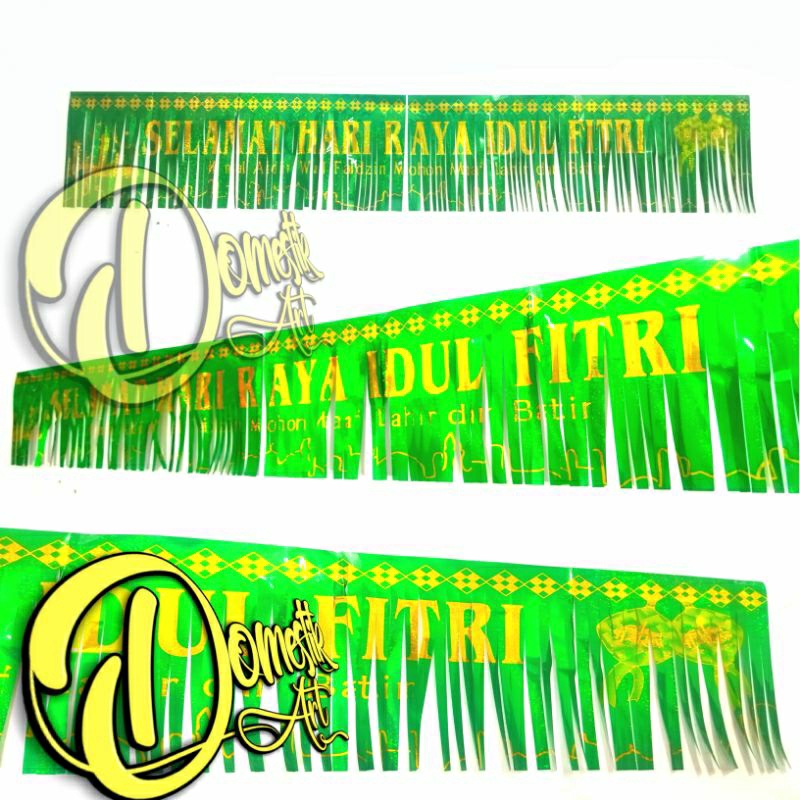 Jual banner garland selamat idul fitri / hiasan pintu rumbai PVC foil ...
