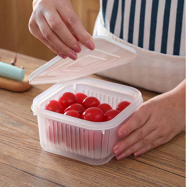 Jual Box Penyimpanan Sayur + Saringan - Toples Makanan - Wadah Peniris ...
