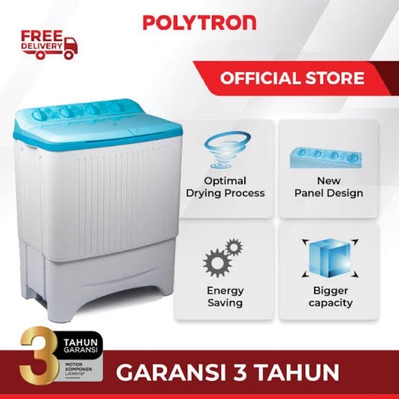 Jual MESIN CUCI POLYTRON PWM 7073 PWM7073 TWIN TUBE 2 DUA TABUNG BUKAAN ...
