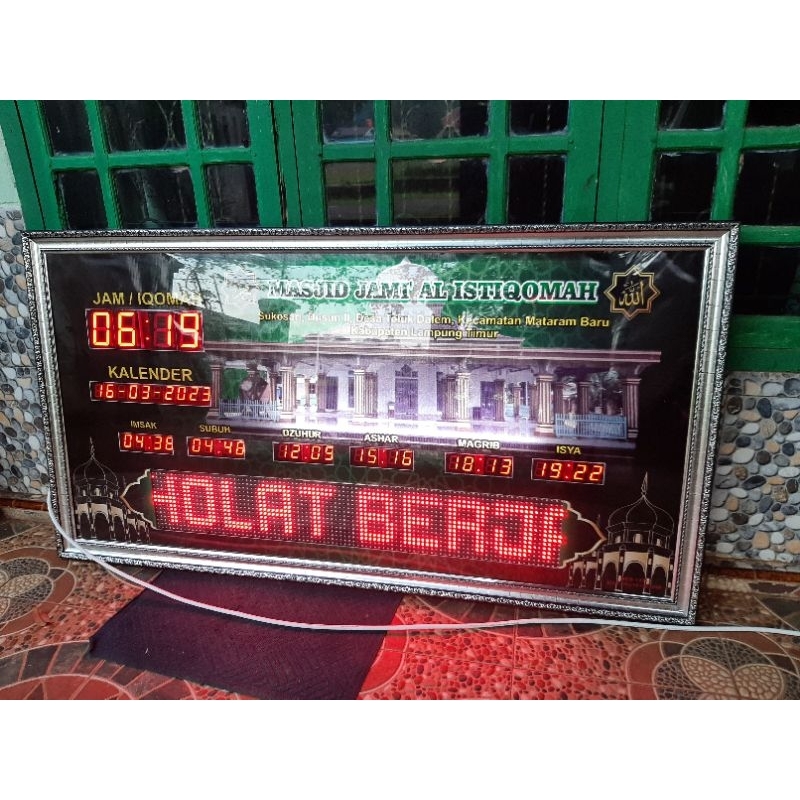 Jual jam sholat digital masjid mushola 80 x 150 cm ARIF LED lampung ...