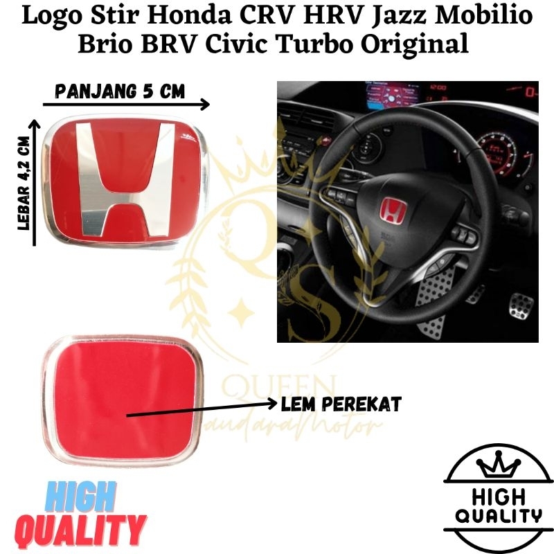 Jual Logo Stir Honda CRV HRV Jazz Mobilio Brio BRV Civic Turbo Original ...