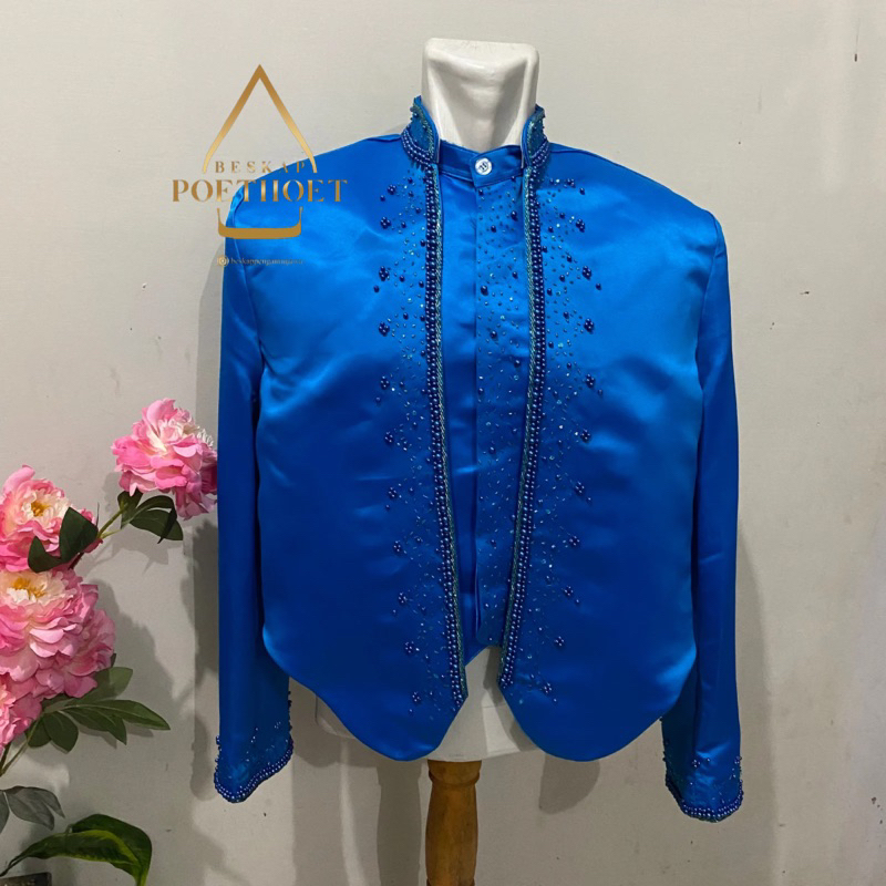 Jual Real pict - jas pengantin blue / Beskap Jawa Solo hewes biru toska ...