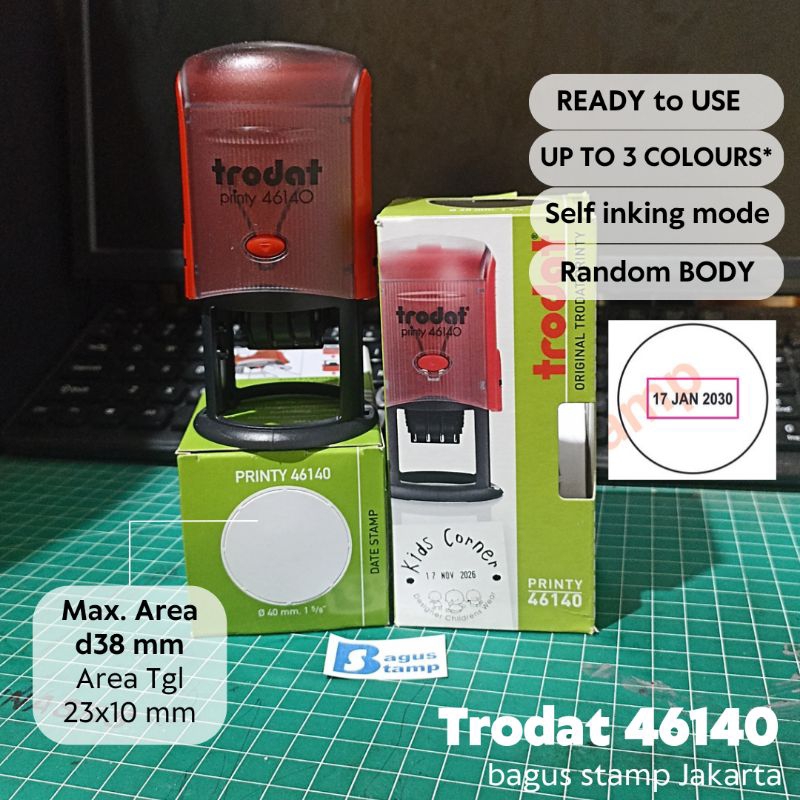 Jual Stempel Otomatis Trodat Printy Dater 46130 46140 46145 Bulat Custom Text Logo dengan ...