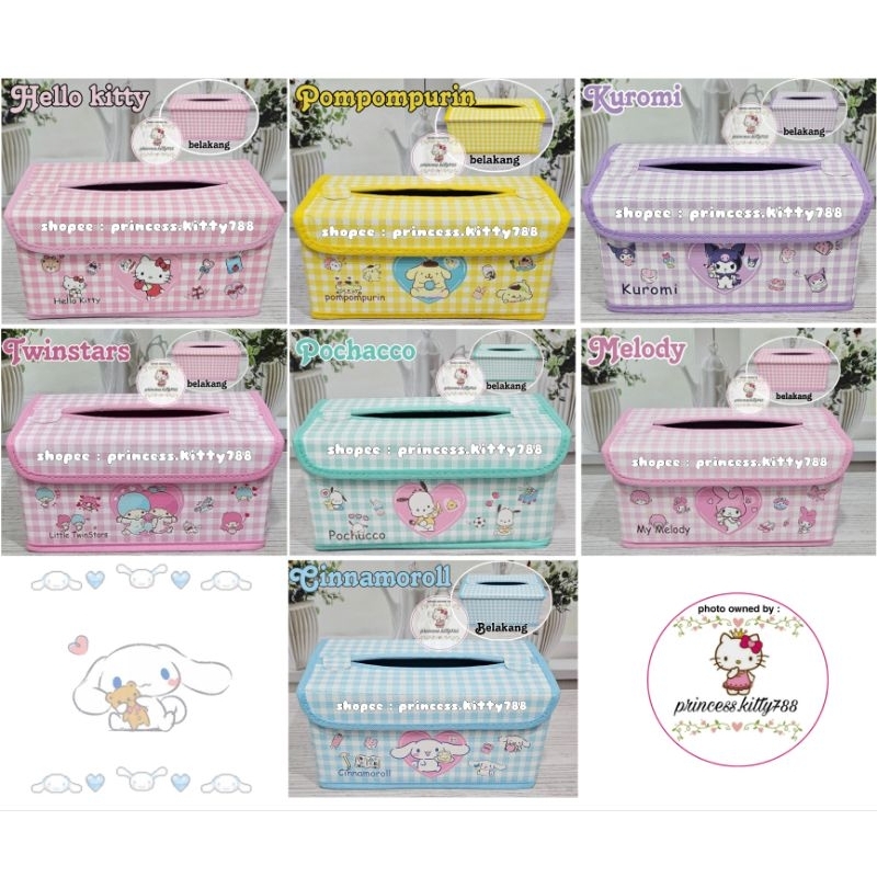 Jual BOX TISSUE LIPAT HELLO KITTY MELODY TWINSTARS KEROPPI CINNAMOROLL ...