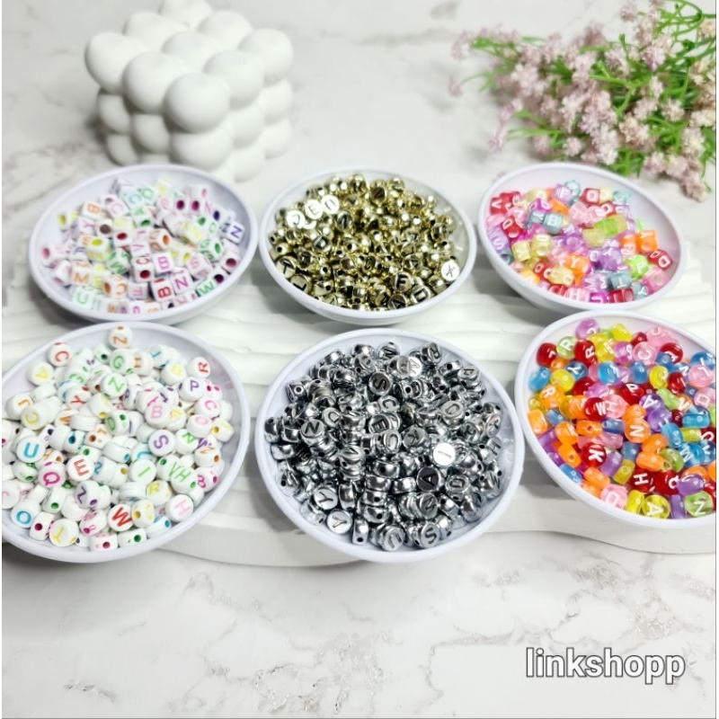 Jual MOTE/MANIK MANIK HURUF ALPHABET WARNA | Shopee Indonesia