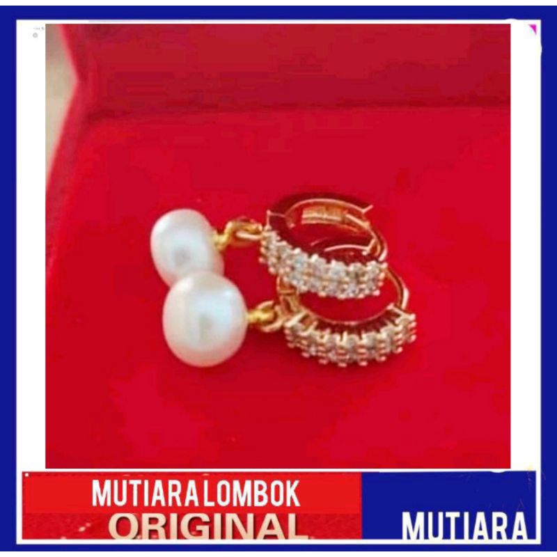 Jual anting mutiara air tawar mutiara asli lombok bahan rhodium warna ...