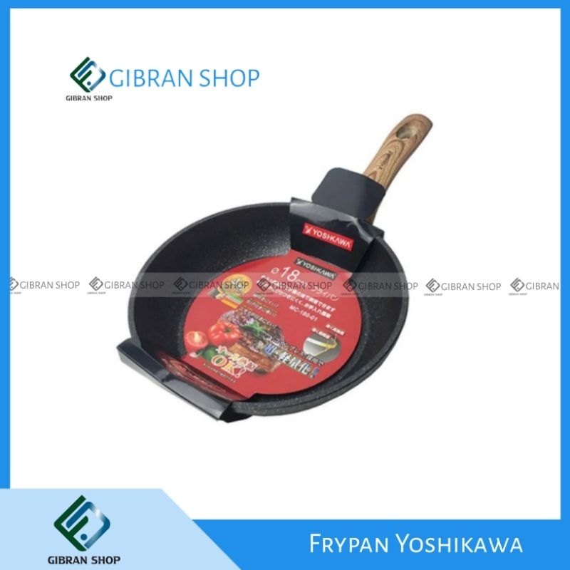 Jual YOSHIKAWA FRYING PAN 22 cm 24 cm 26 cm TEFLON KERAMIK CEKUNG MARBLE TANPA MINYAK ANTI ...