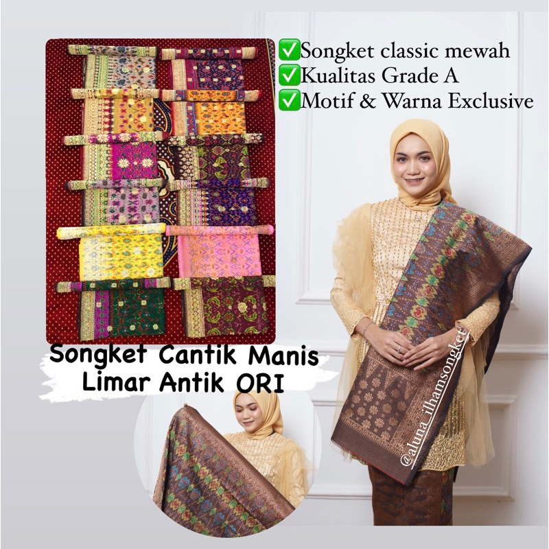 Jual SONGKET CANTIK MANIS LIMAR ANTIK ORI - EXCLUSIVE TENUN TANGAN ASLI ...