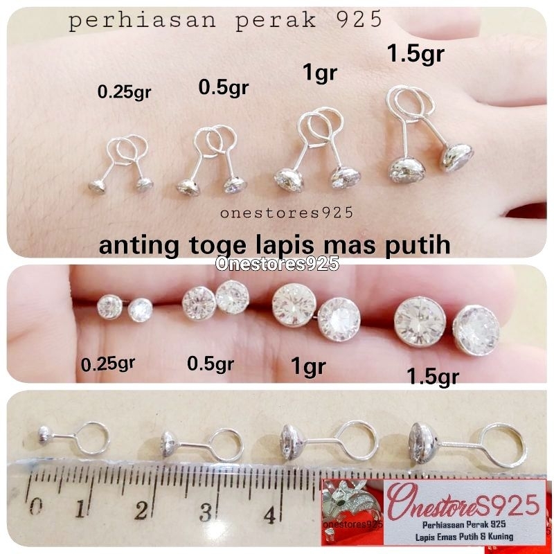 Jual ANTING TOGE PERAK ASLI 925 LAPIS EMAS PUTIH | Shopee Indonesia
