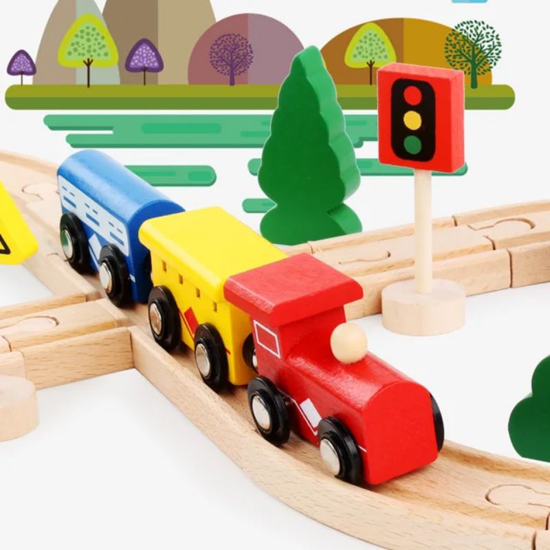 Jual Mainan kereta kayu anak/33pcs wooden train track/kereta api anak ...