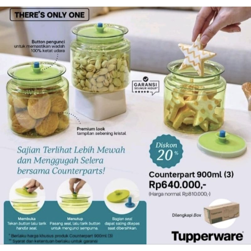 Jual Tupperware Counterpart Set Uk 900ml Dan 1.2L Toples | Shopee Indonesia