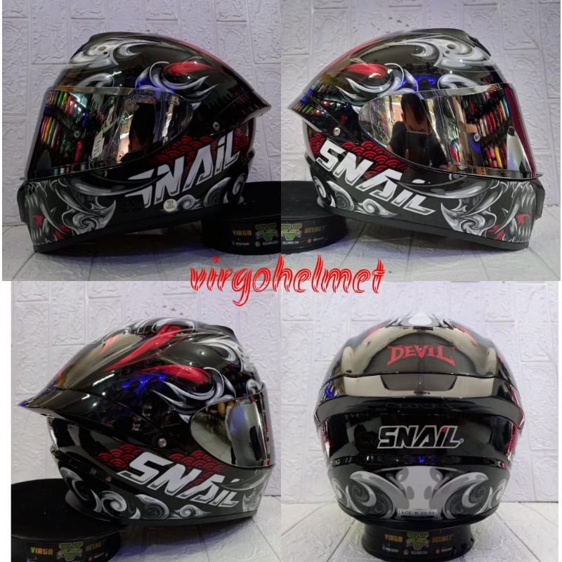 Jual HELM Fullface SNAIL FFS2 ROBOTIC DEVIL GREY DOF | Shopee Indonesia