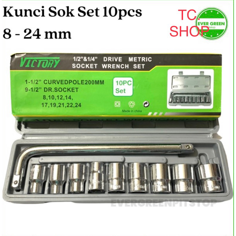 Jual Kunci Sok set 10 pcs 8 - 24 mm 1/2 inch Ada 22 mm Sock 10 pcs VICTORY Shock | Shopee Indonesia