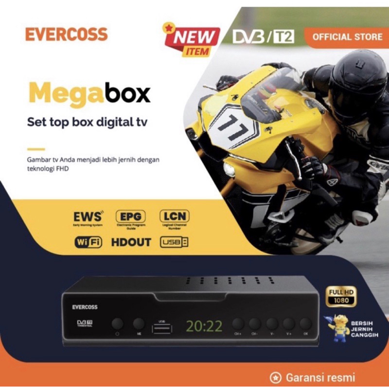 Jual EVERCOSS MAX Kuning Set Top Box Receiver STB DVB T2 HD Terbaru DVB ...