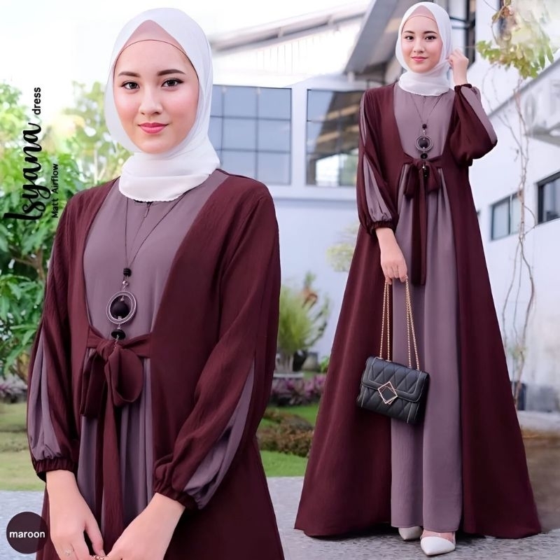 Jual Terbaru gamis isyana maxi dress 2023/Fashion muslimah terbaru ...