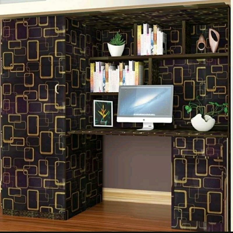 Jual Wallpaper dinding kotak 3D hitam gold ukuran 10 m x 45cm | Shopee ...