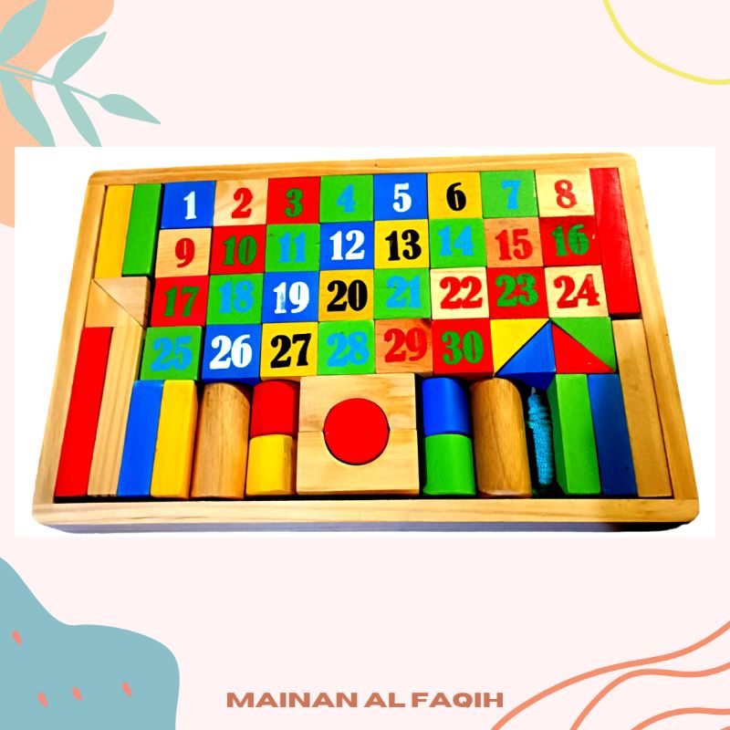 Jual Mainan Edukatif Anak / Mainan Balok Susun dan Meronce Angka ...