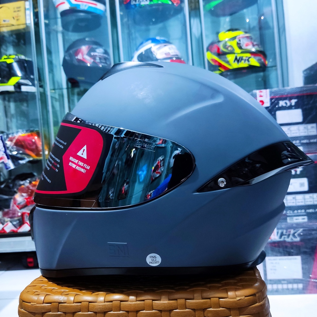 Jual HELM SNAIL FFS2 SOLID GREY DOFF FULL FACE VISOR IRIDIUM SILVER ...