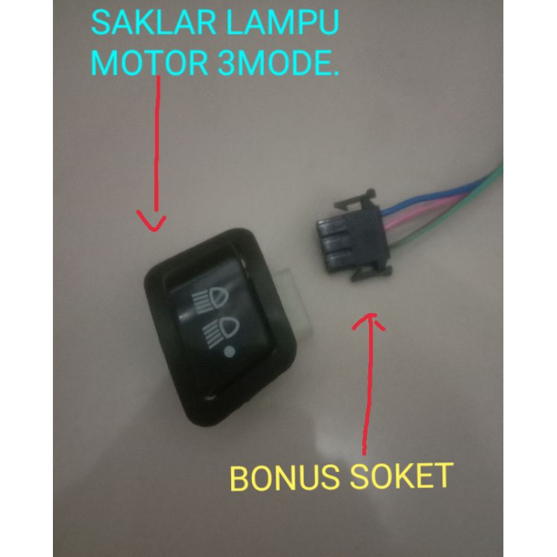 Jual SAKLAR LAMPU MOTOR 3 MODE (BONUS SOKET) | Shopee Indonesia