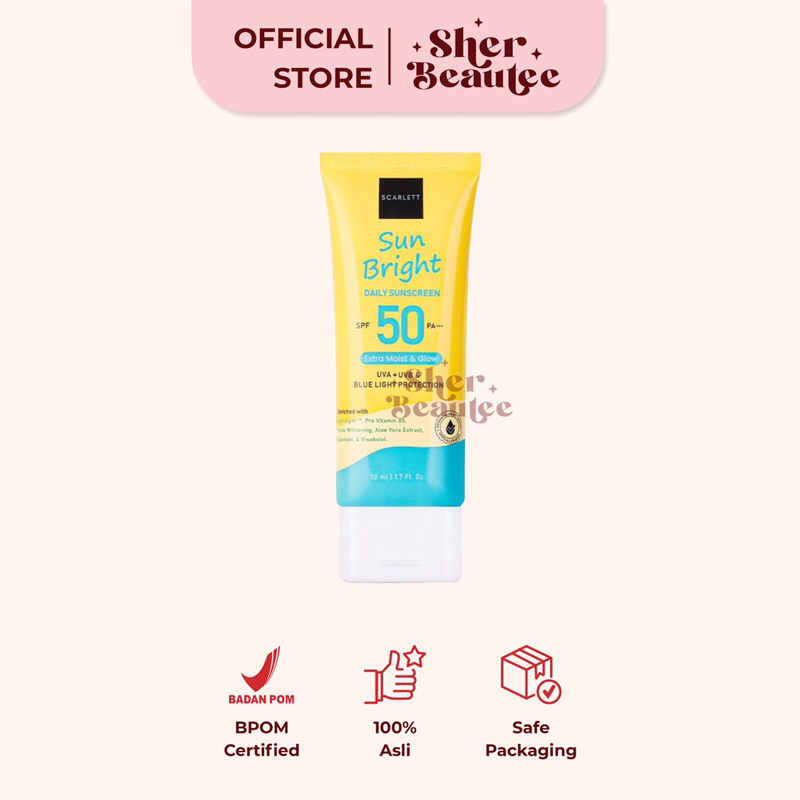Jual Scarlett Whitening Sun Bright Daily Sunscreen SPF 50 PA+++ 50ml | Shopee Indonesia