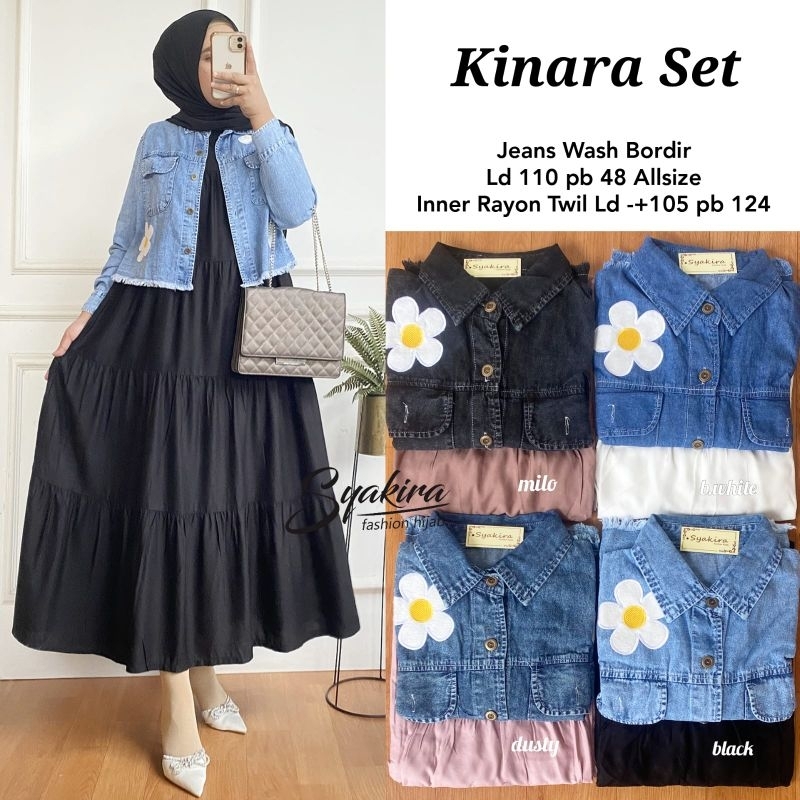 Jual kinara one set jaket ori dress putih polos dress hitam alfashion ...