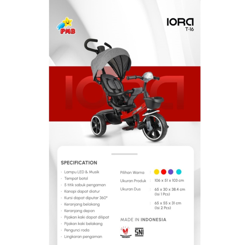 Jual SEPEDA ANAK RODA 3 IORA T-16 & T-16 S | Shopee Indonesia