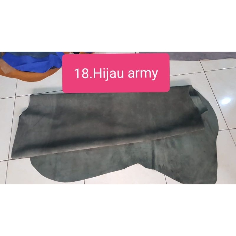 Jual Bahan Kulit Sapi Lembaran Jenis Suede Kualitas Premium warna Hijau ...