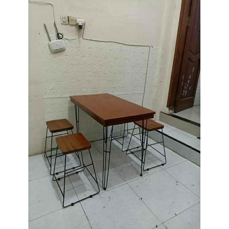 Jual 1 set meja kafe 4 kursi kafe kotak meja warkop meja makan meja ...
