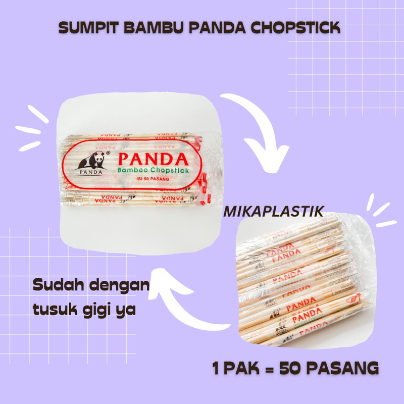 Jual Sumpit Bambu Panda isi 50 pasang (ada tusuk gigi) | Shopee Indonesia